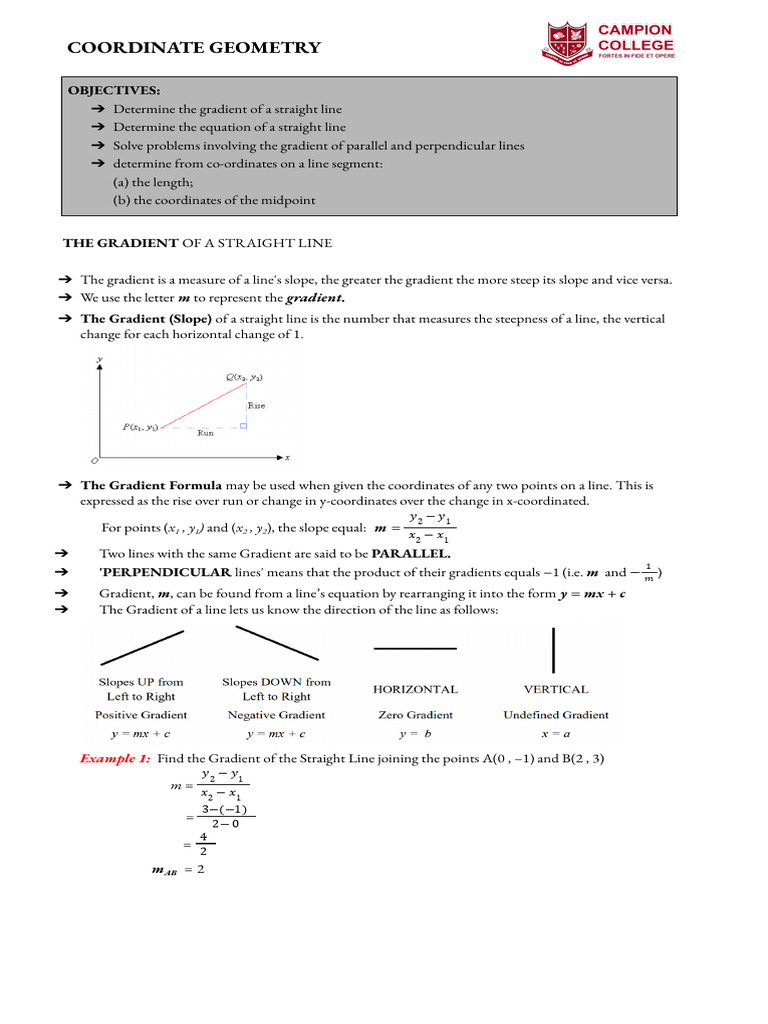 Coordinate Geometry - Straight Line | PDF | Slope | Line (Geometry)
