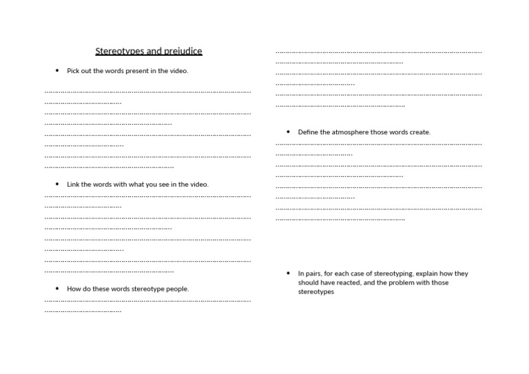 Stereotypes and Prejudices | PDF