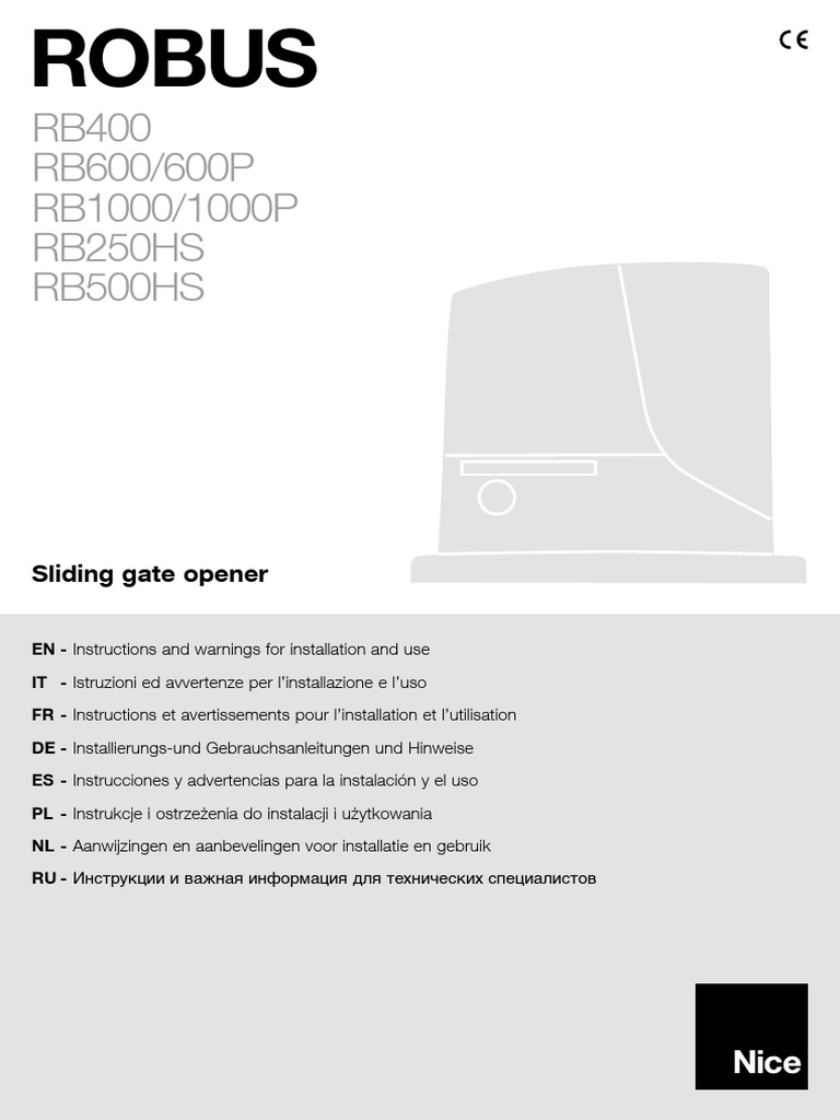 Manual Nice Robus HS | PDF | Automatización | Ingenieria Eléctrica
