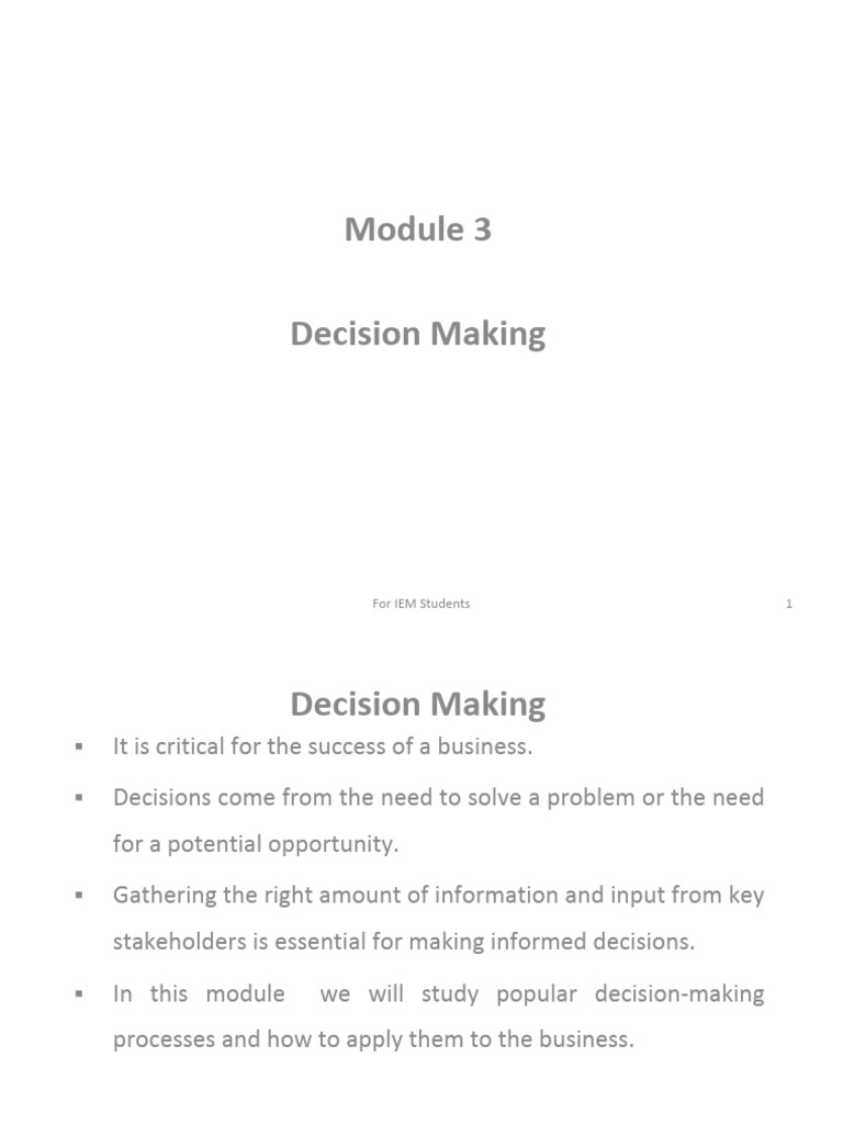 Module 3 Pom | PDF | Decision Making | Creativity