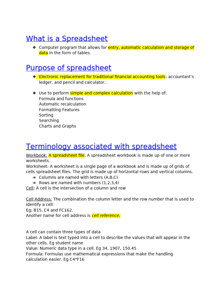 Information Tech. Notes | PDF | Spreadsheet | Databases