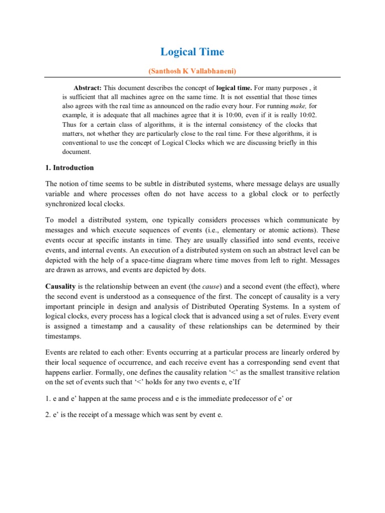 Logical Time | PDF | Causality | Time