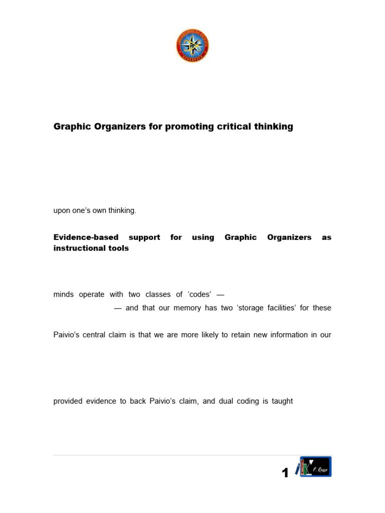 Graphic Organizers for Critical Thinking | PDF | Cognitive Science ...
