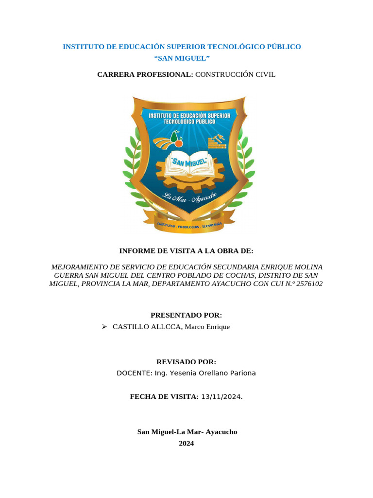 Informe de Vicita A Obra | PDF | Fundación (Ingeniería) | Hormigón