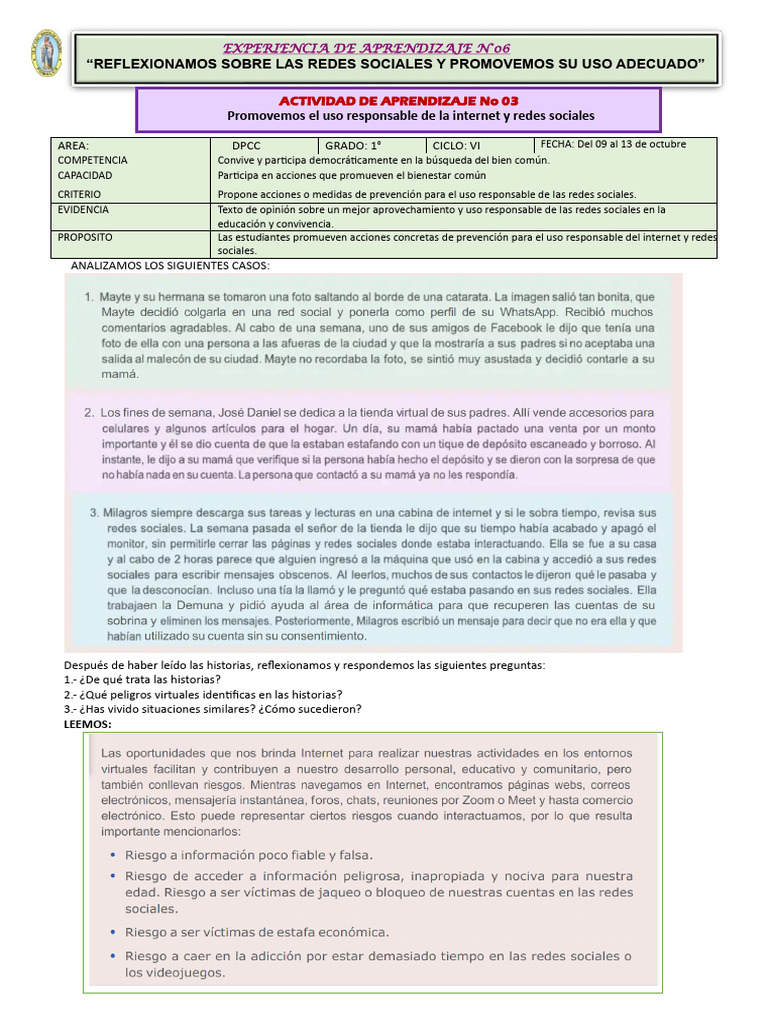 Uso Responsable de Redes Sociales | PDF | Internet | Aprendizaje