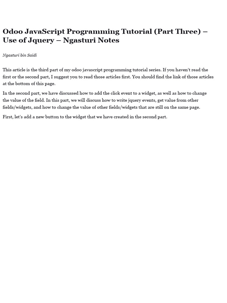 Odoo JS Tutorial: jQuery Events Guide | PDF | J Query | Anonymous Function