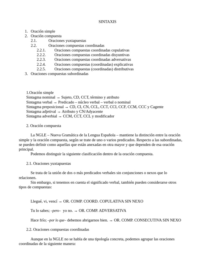 Sintaxis | PDF | Oración (Lingüística) | Morfología Lingüística