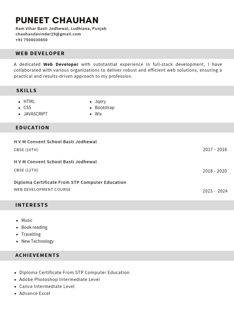 Puneet Chauhan CV | PDF Puneet Chauhan CV | PDF