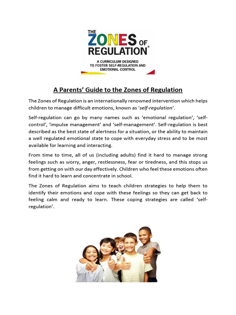 Zones of Regulation Parents Handout | PDF | Emotional Self Regulation ...