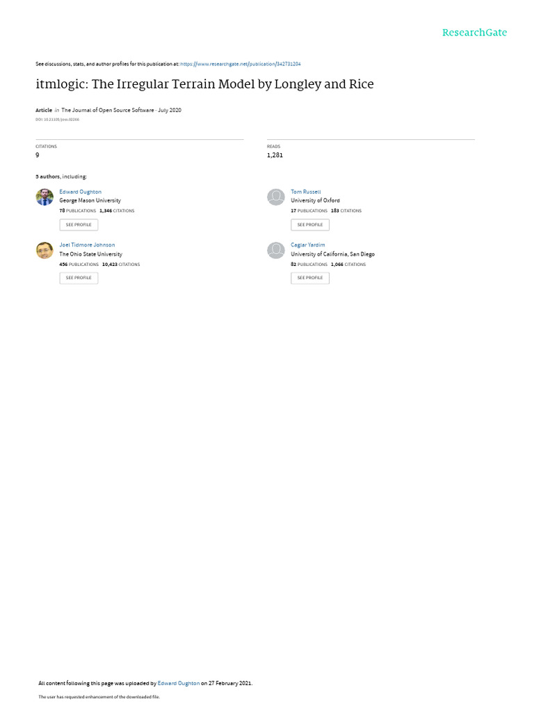 The Irregular Terrain Model by Longley and Rice | PDF | Radio ...