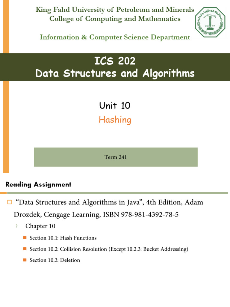 ICS202-10-Hashing | PDF | Computer Programming | Applied Mathematics ICS202-10-Hashing | PDF | Computer Programming | Applied Mathematics