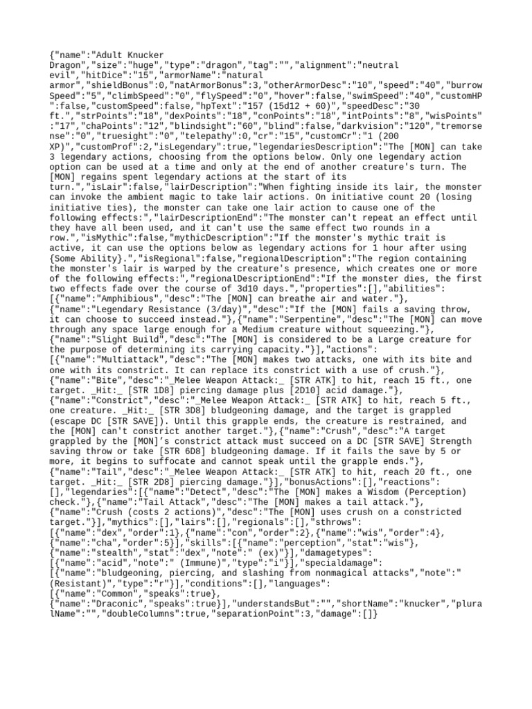 Adult Knucker Dragon - Monster 2 | PDF | Monsters