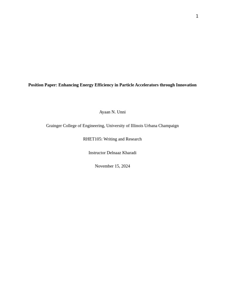 Position Paper | PDF | Particle Accelerator | Elementary Particle