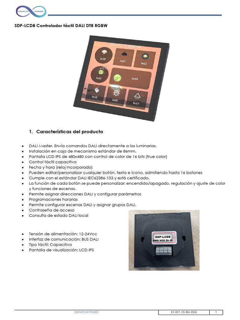 casambi dalu lcd manual_de_usuario_sdp-lcd8_1 | PDF | Color | Pantalla táctil