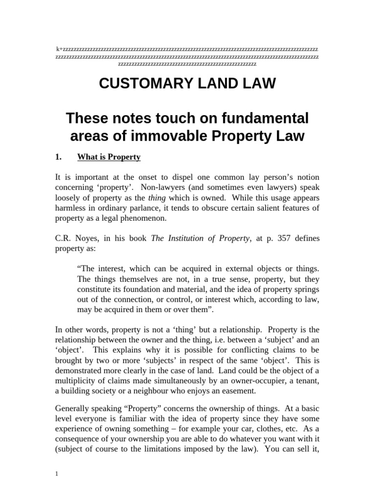 Customary Law Interests | PDF | Family | Property