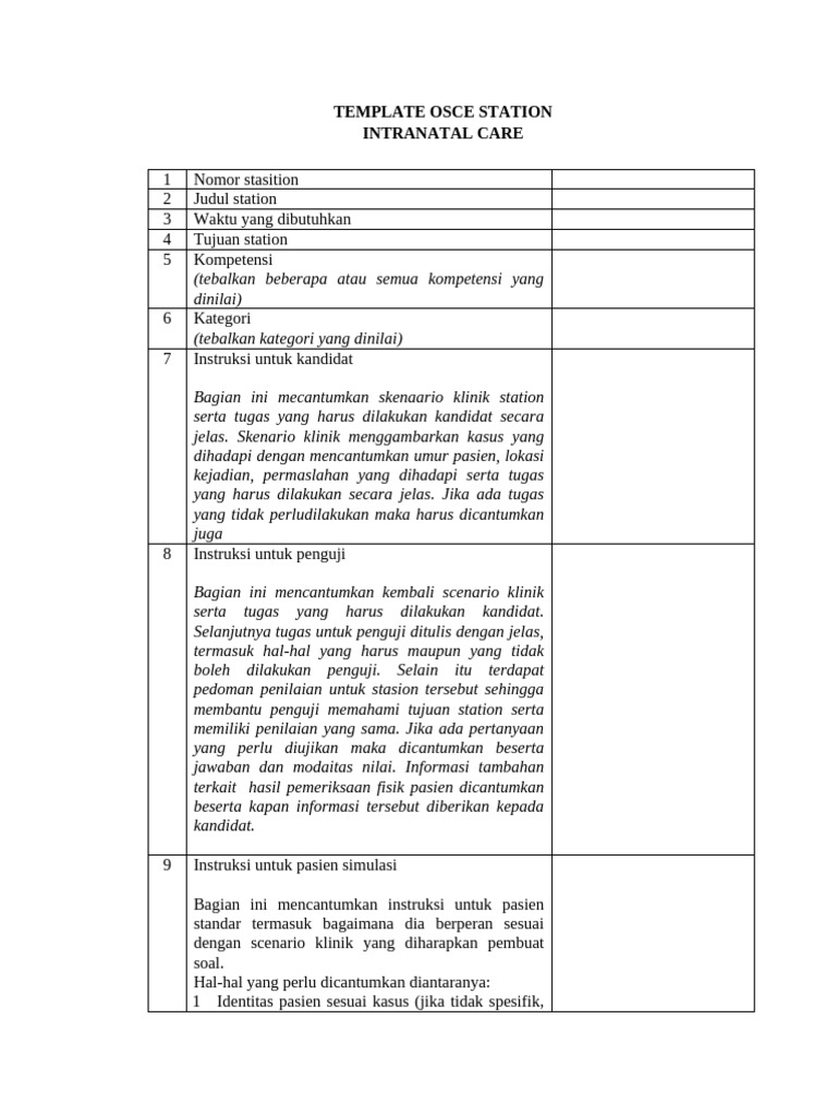 Template Osce Station | PDF