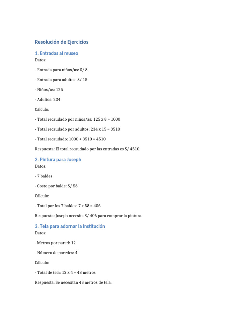 Resolución de Ejercicios | PDF