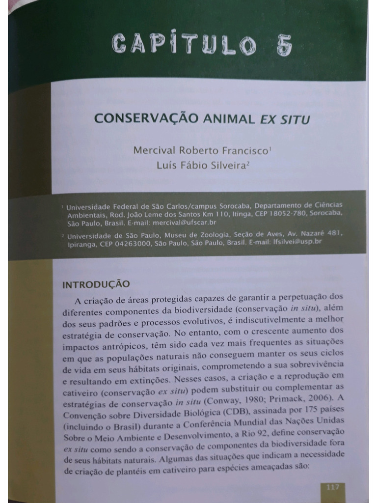 conservação animal ex situ | PDF