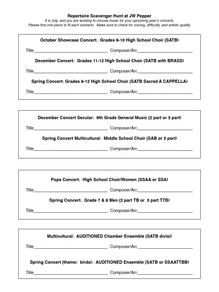 Music Selection Guide for Choir Concerts | PDF | Choir | Choral Music