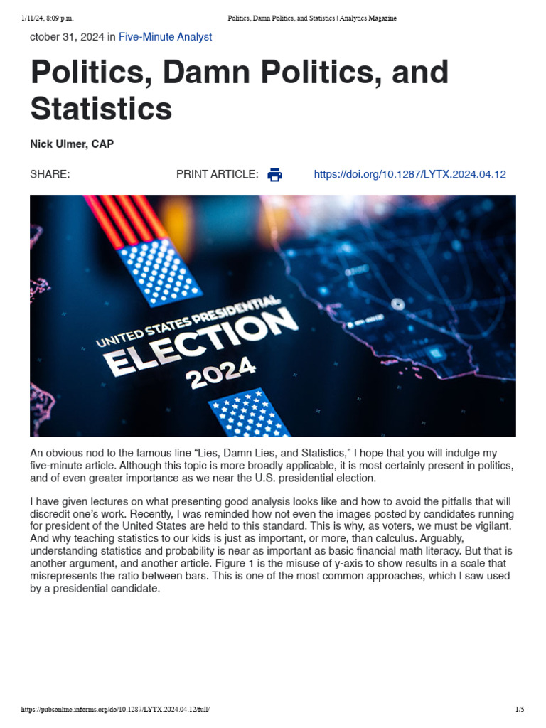 Politics, Damn Politics, and Statistics - Analytics Magazine | PDF ...