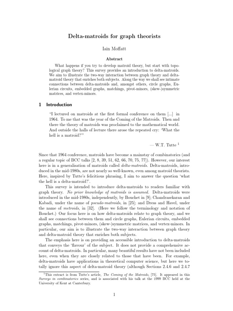 Delta Matroid | PDF | Vertex (Graph Theory) | Matrix (Mathematics)