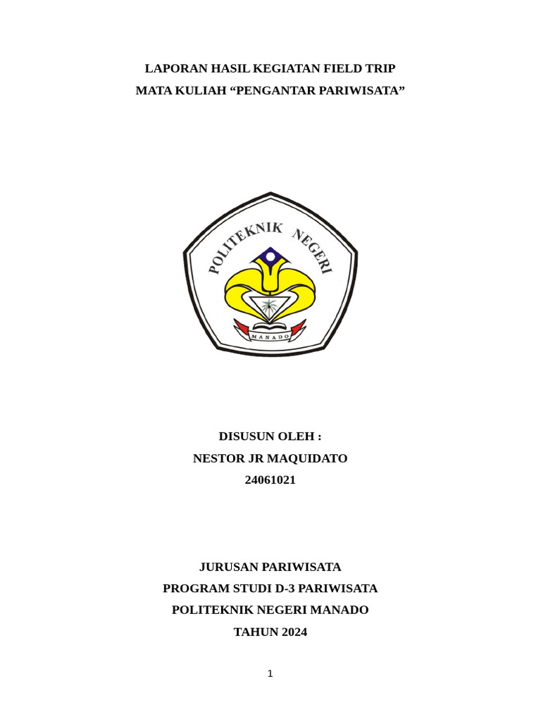 Field Trip Pariwisata Manado 2024 | PDF