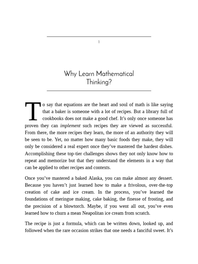Why lear mathematical thinking | PDF | Mathematics | Thought