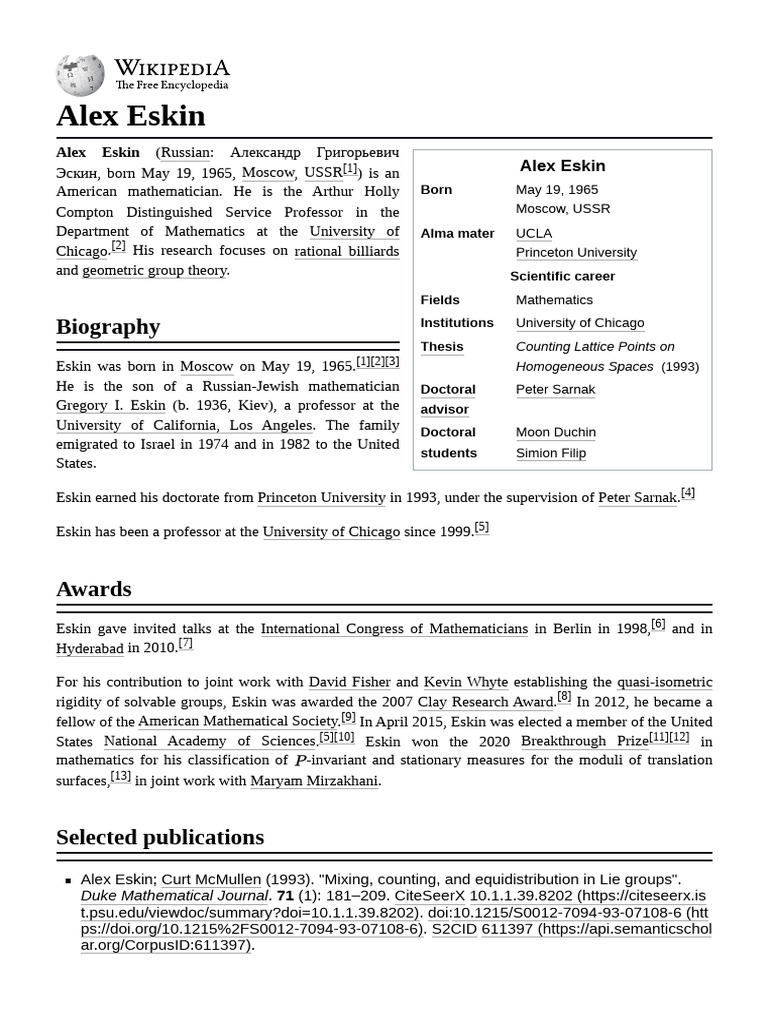 Alex_Eskin | PDF | Mathematics | Geometry