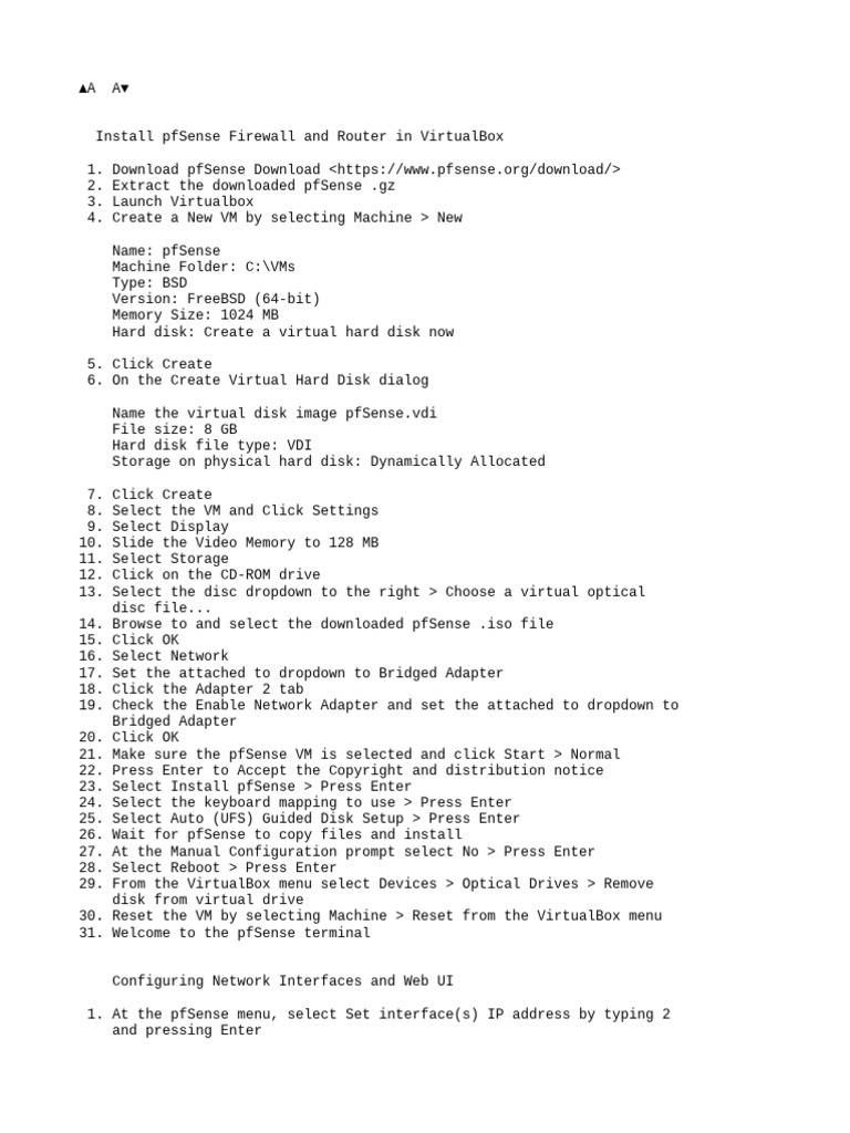 Install Pfsense Firewall and Router in VirtualBox | PDF | Ip Address | User Interface
