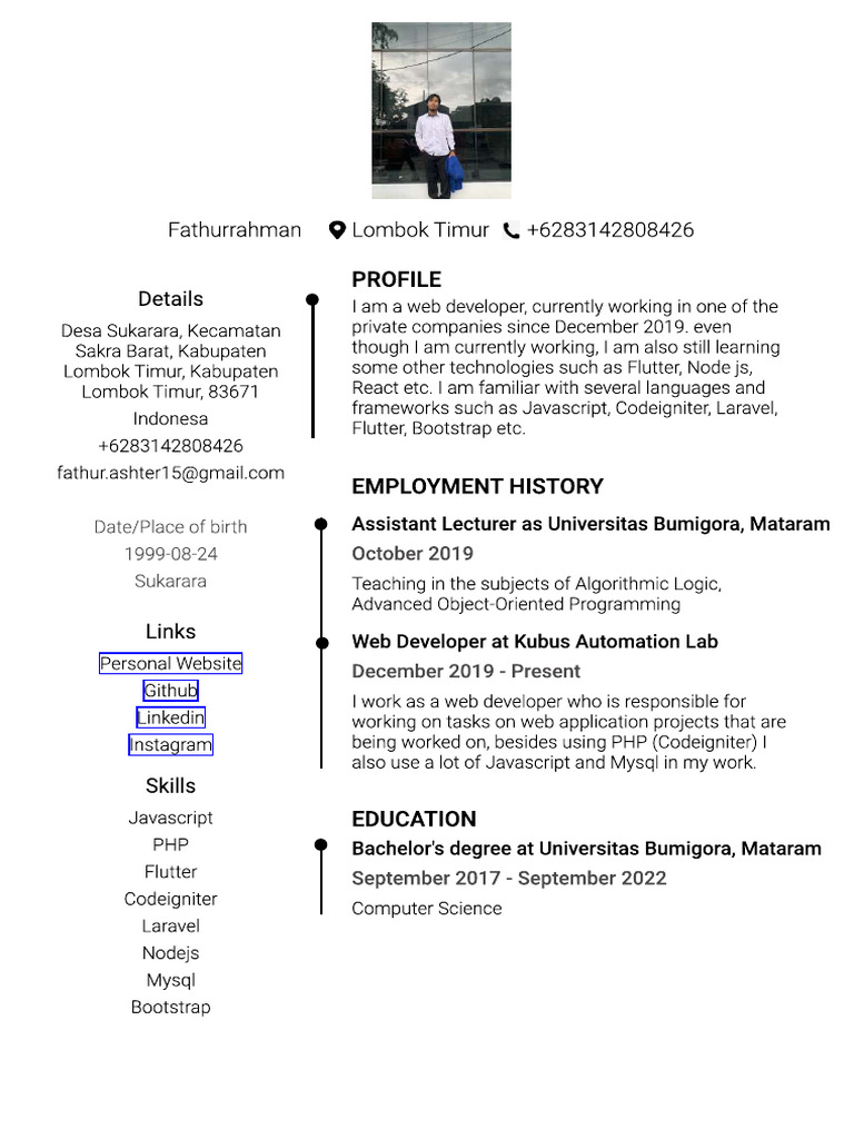 Web Developer Profile: Fathurrahman | PDF
