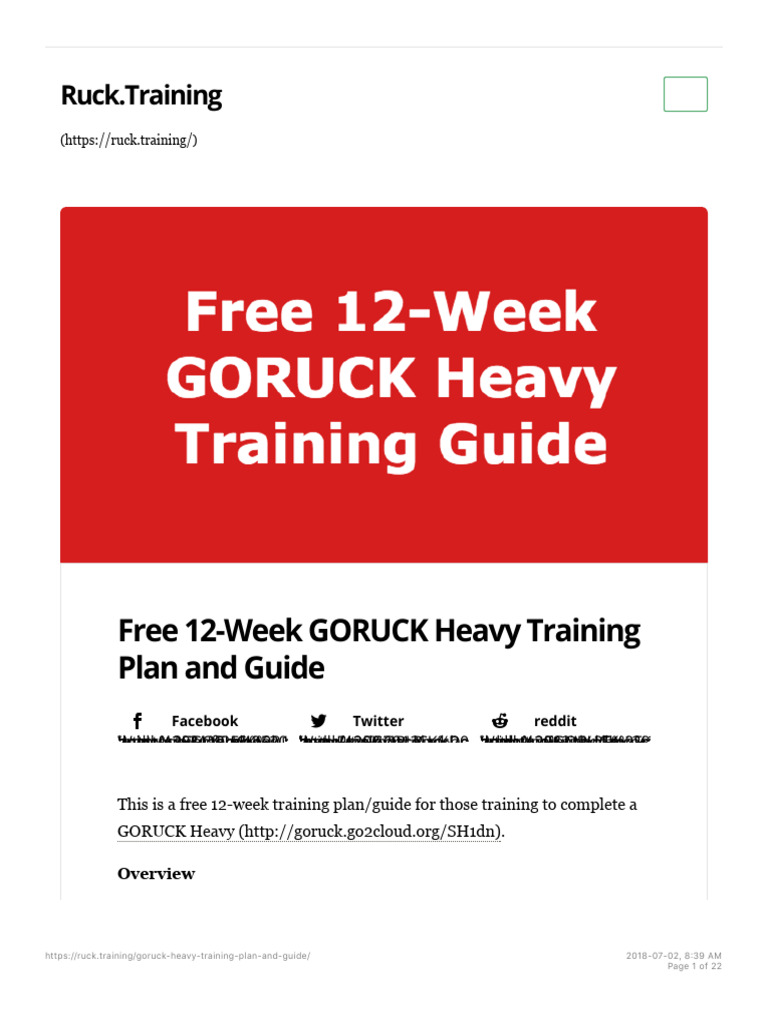 Free 12-Week GORUCK Heavy Training Plan and Guide - RuckTraining | PDF