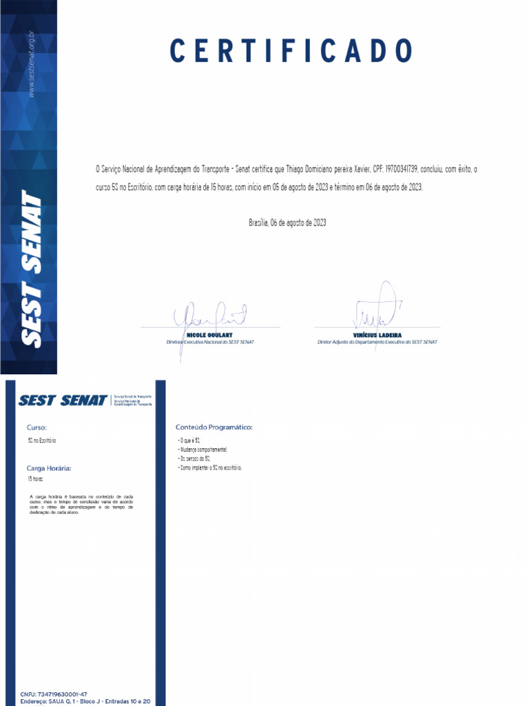 Certificado 5S No Escritorio | PDF