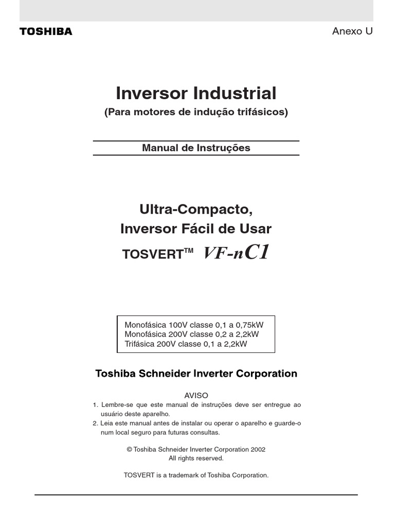 Manual do Inversor TOSVERT VF-nC1 | PDF | Fonte de energia | Engenharia ...