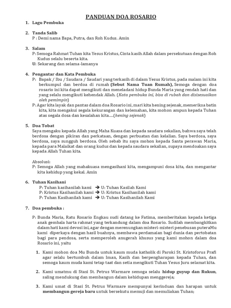 Panduan DOA ROSARIO Revisi Baru 2024 | PDF