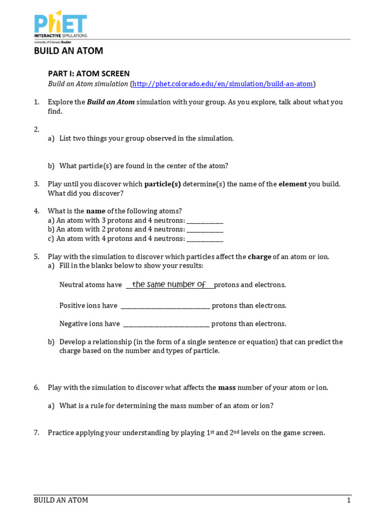 Build An Atom Simulation | PDF | Atoms | Isotope
