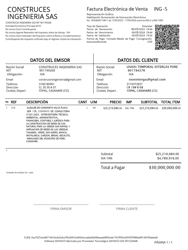 Factura Electrónica de Alquiler de Vehículo | PDF | Dinero | Pagos
