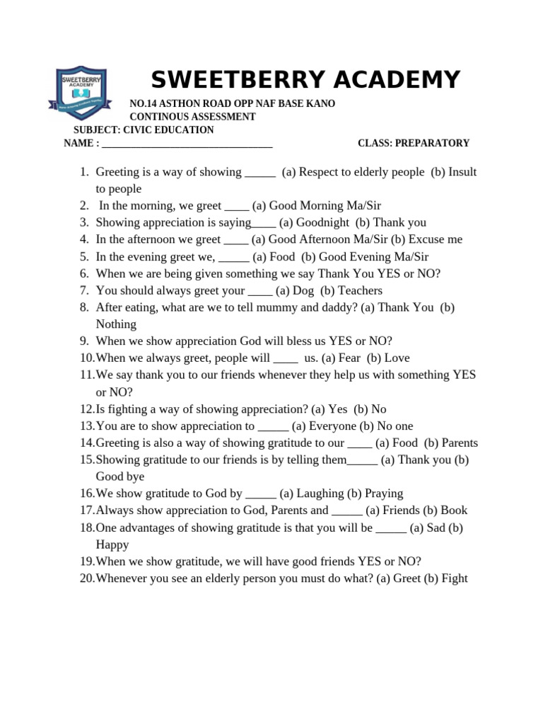 Preparatory Class Civic | PDF