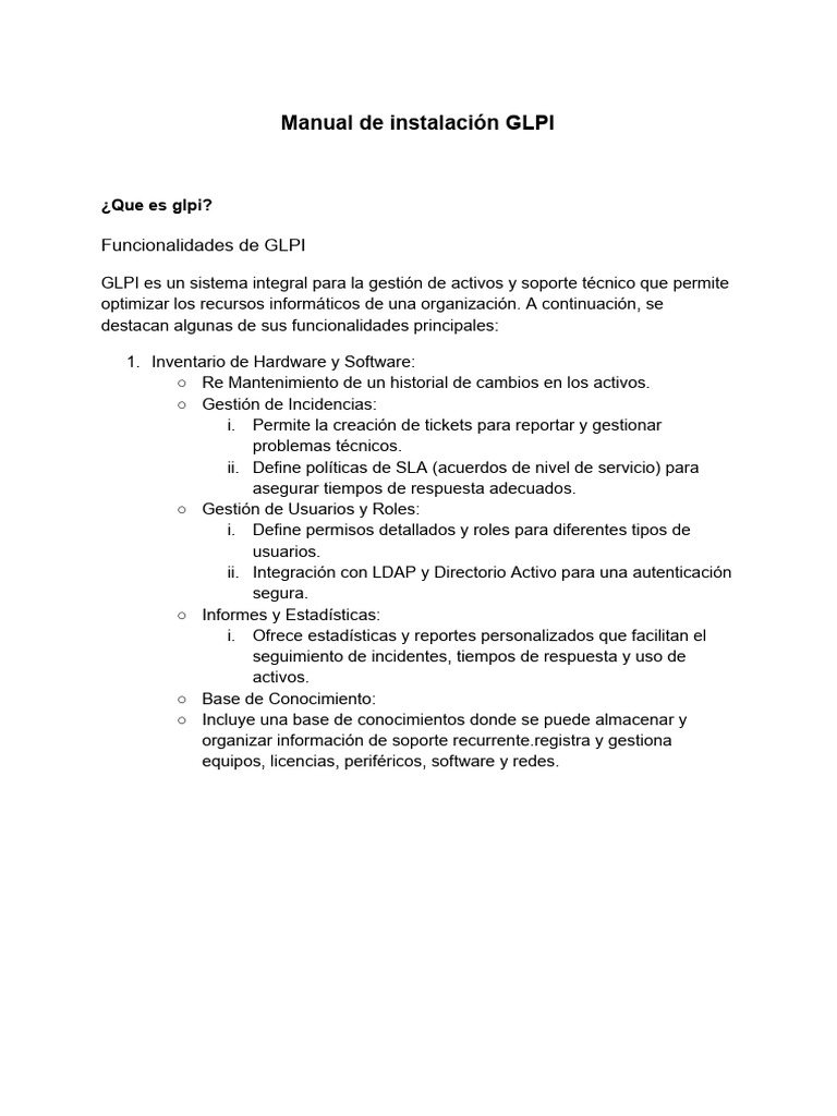 Manual de instalación GLPI_AlejandroLiñán | PDF | Mi sql | Servidor HTTP Apache