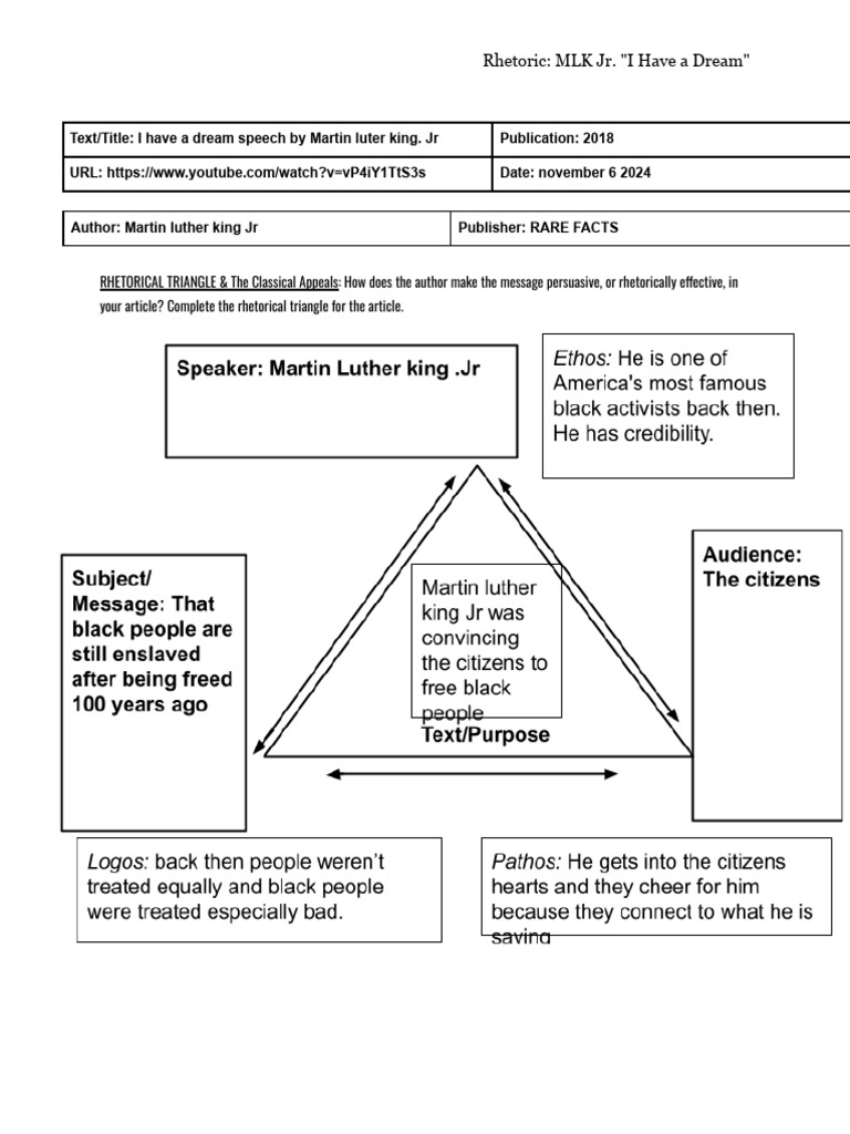 Rhetoric: MLK Jr. "I Have A Dream" | PDF | Public Speaking | Martin ...