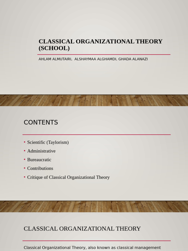 Classical Organizational Theor | PDF | Bureaucracy | Social Psychology