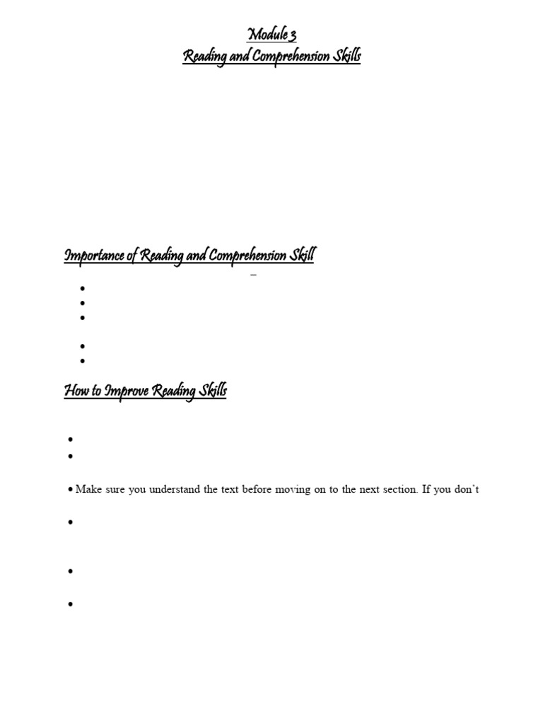 Enhancing Reading and Comprehension Skills | PDF | Reading ...