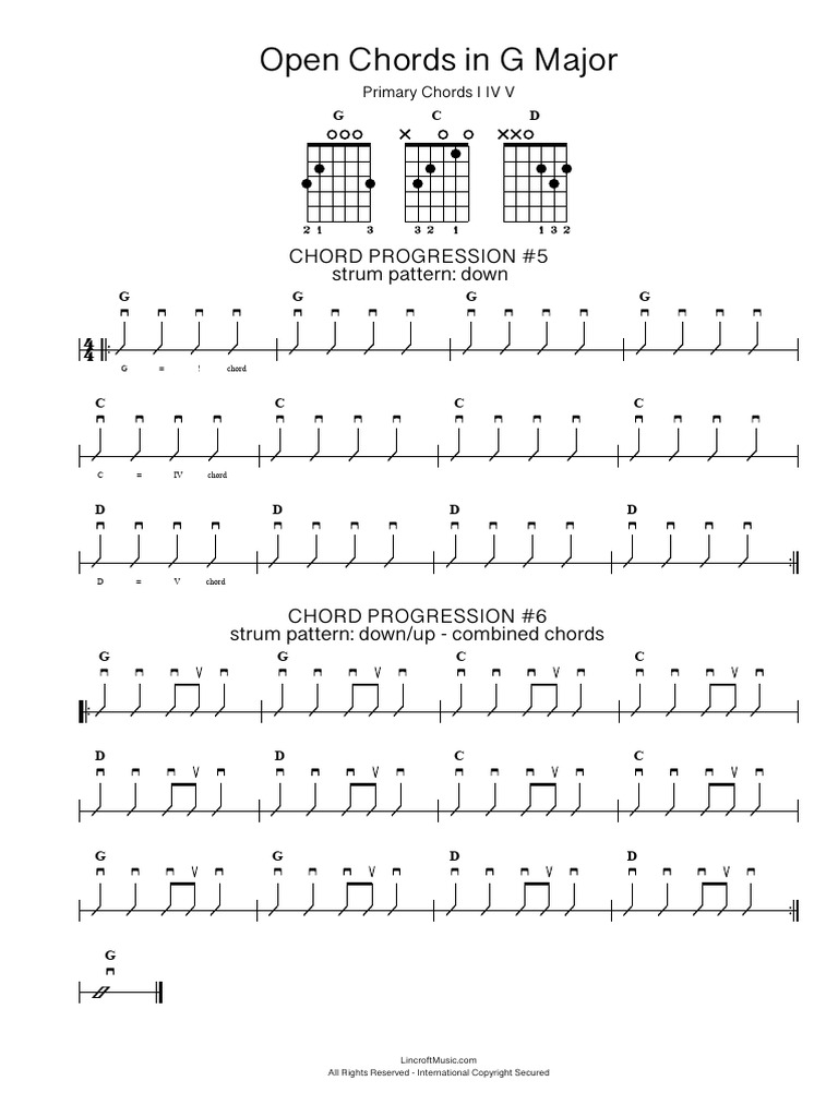 3 Chords in G & Progressions | PDF