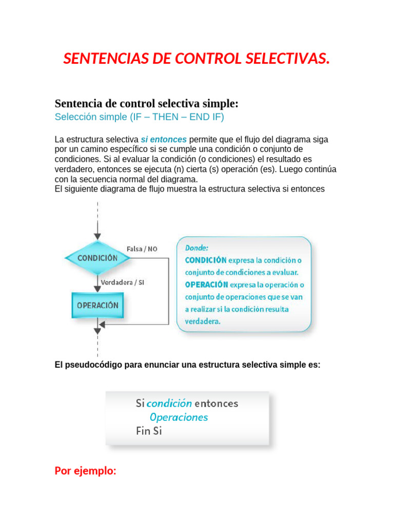 Sentencias de Control Selectivas | PDF | Flujo de control | Ingeniería de software