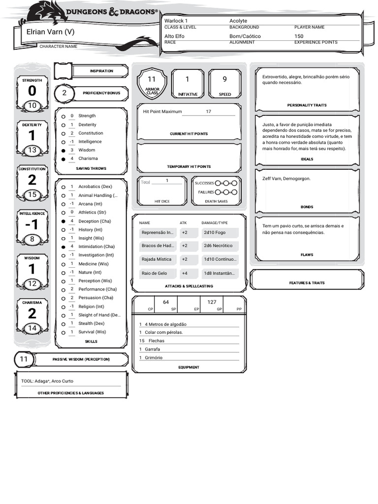 Elrian Varn (V) - Roll20 Characters | PDF