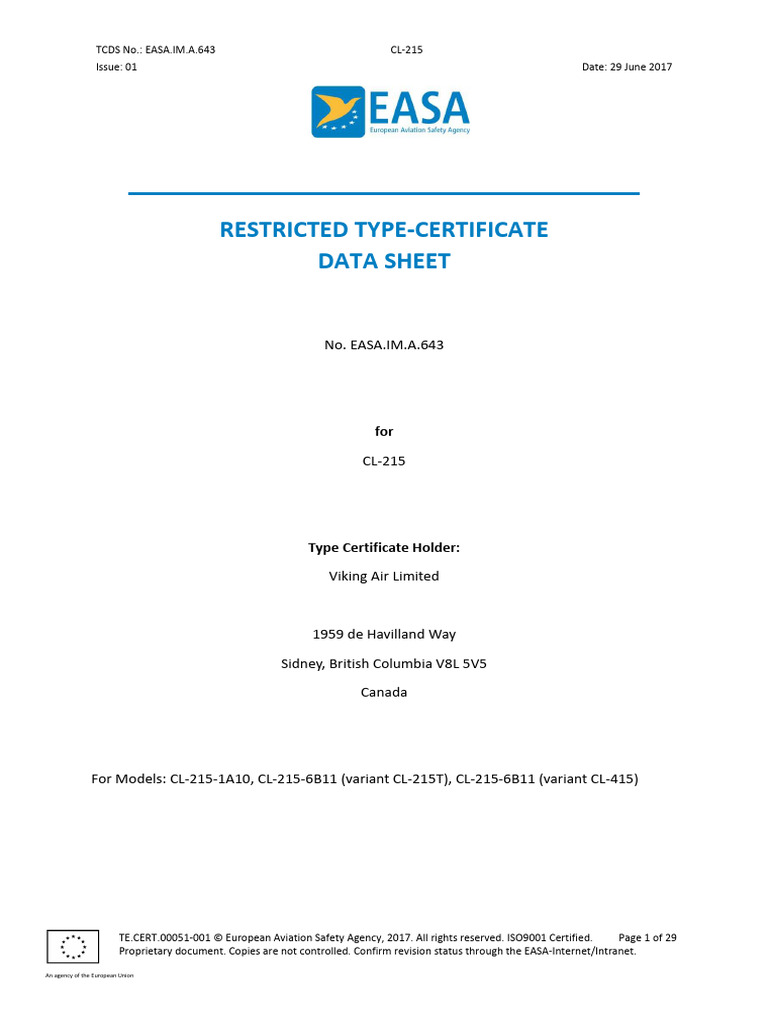 TCDS_ EASA.IM_.A.643 | PDF | Aeronautics | Aviation