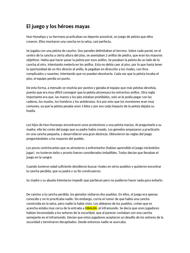 El Juego y Los Heroes Mayas | PDF | Civilización maya
