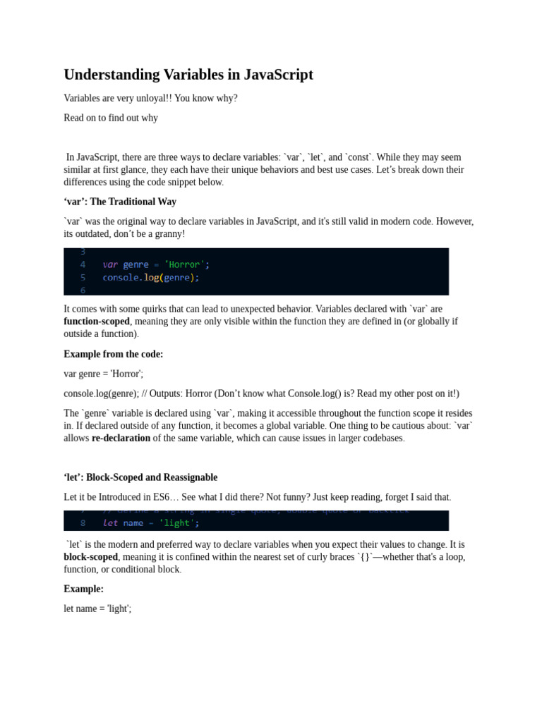 Understanding variables | PDF | Computer Science | Object Oriented Programming