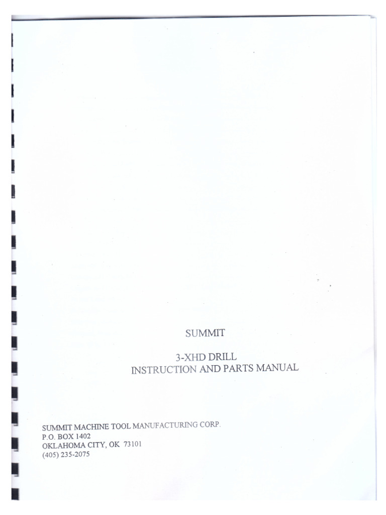 Summit 3-XHD Drill Instruction and Parts Manual | PDF