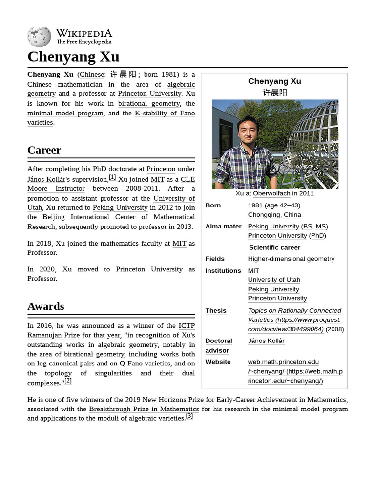 Chenyang_Xu | PDF | Mathematics | Geometry