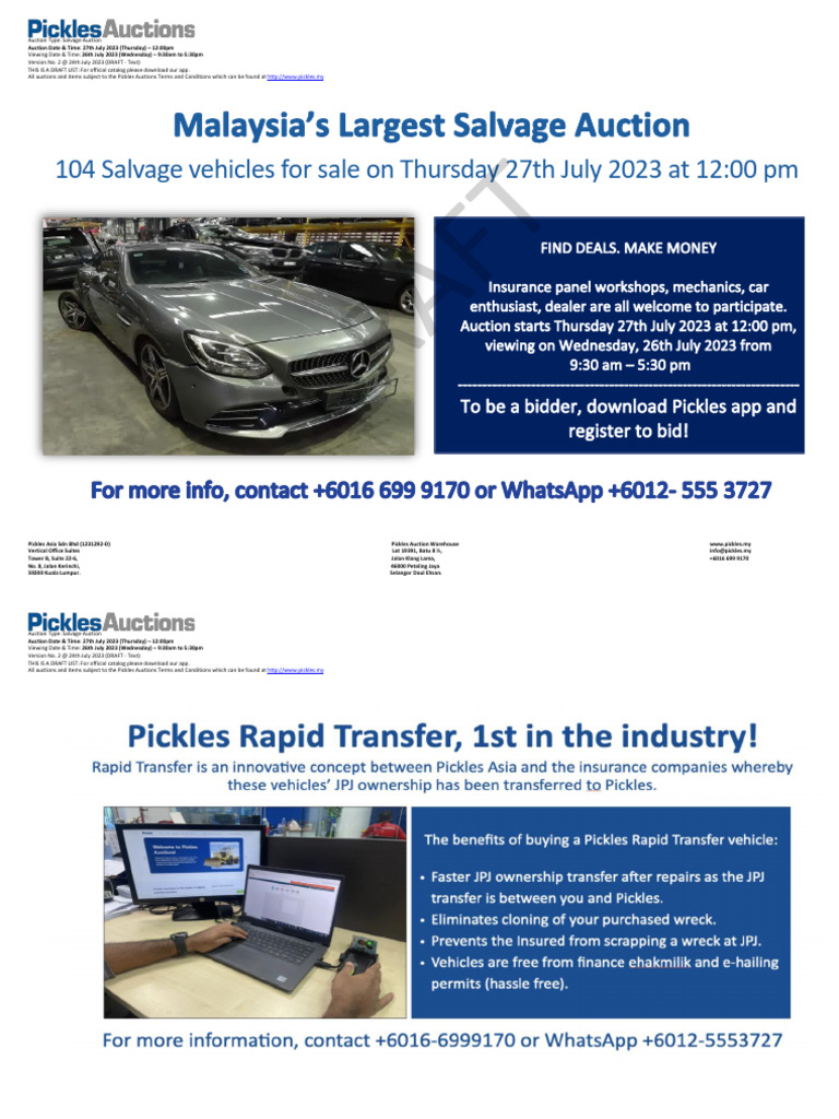 Pickles | PDF | Motor Vehicle | Vehicle Industry